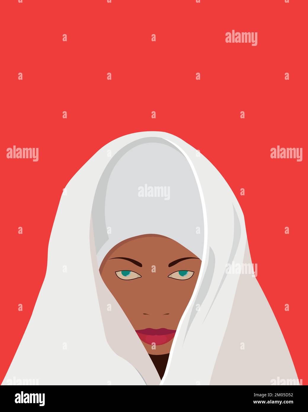 vector illustration of portrait of young african american female with a ...