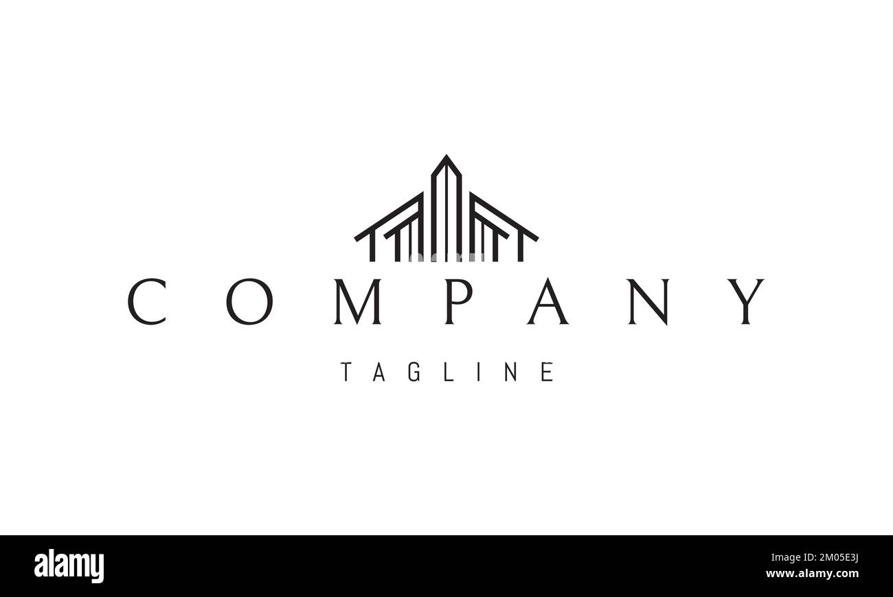 Vector logo on which an abstract image of a warehouse building in a ...