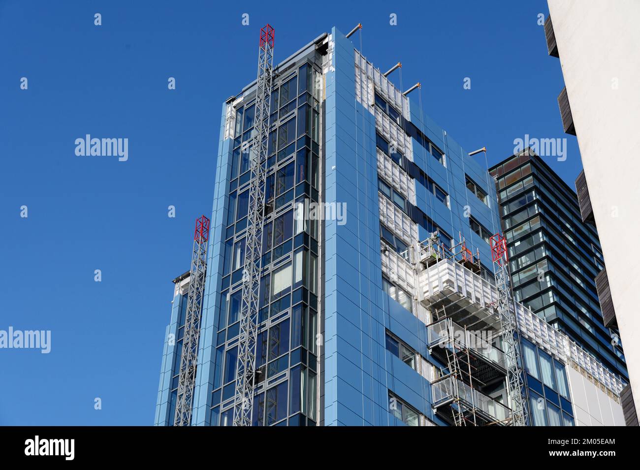 High rise residential building of flats with cladding being replaced ...