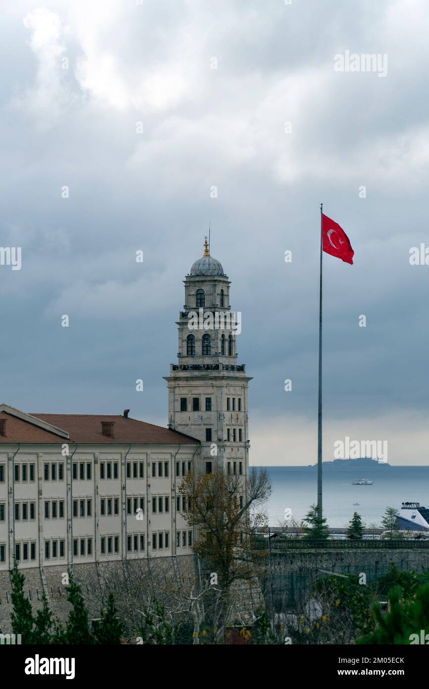 Selimiye barracks tower in a rainy weather ,Uskudar. Istanbul , TURKEY ...