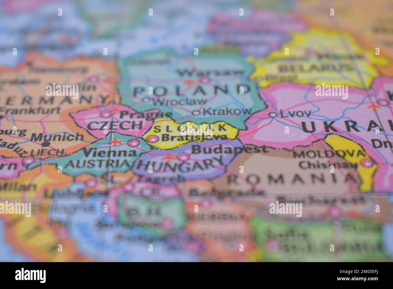 Slovak Country Name On The Political World Map Very Macro Close-Up View ...
