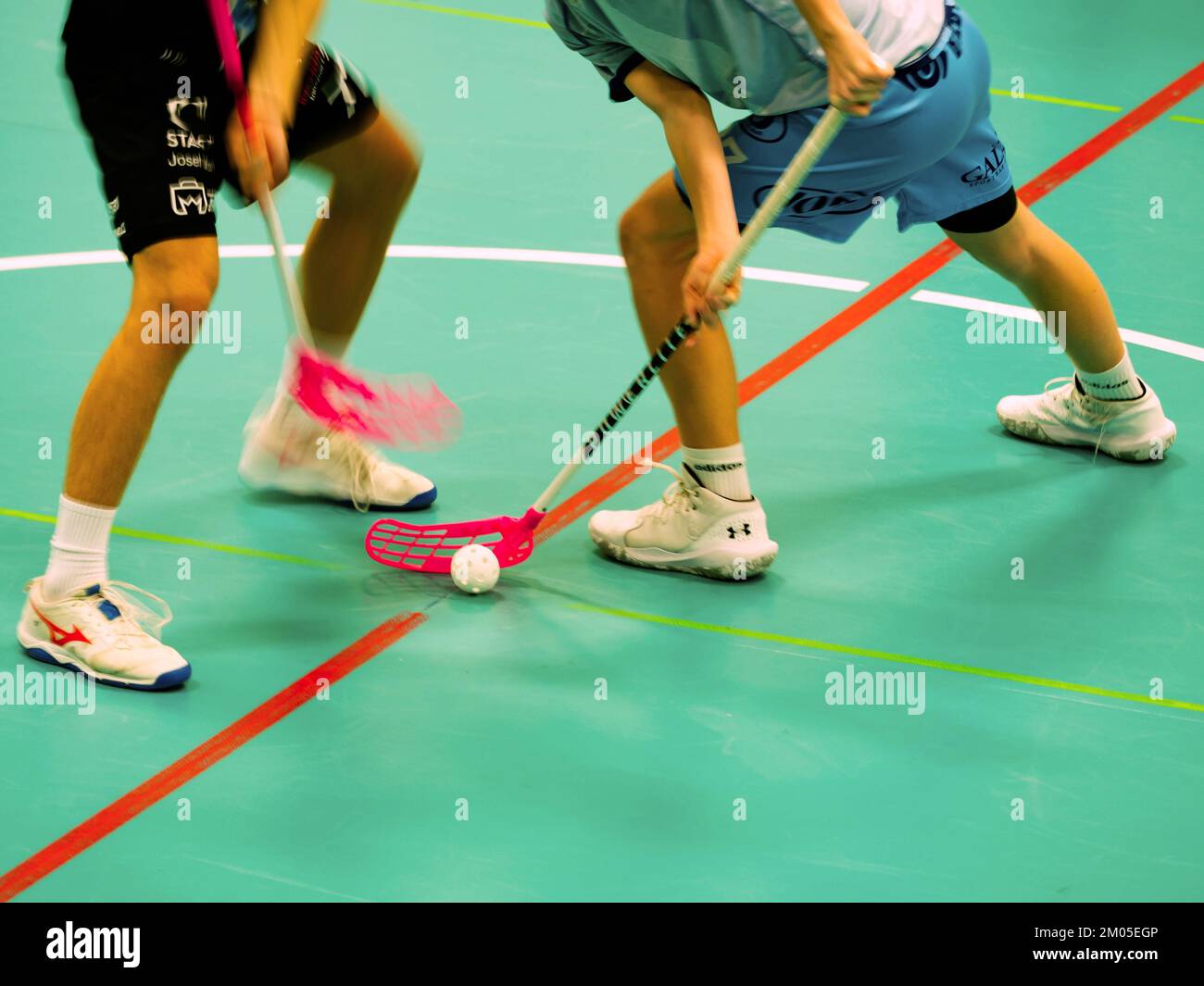 Match of senior pupils in floorball, Mlada Boleslav, Czechia. December ...