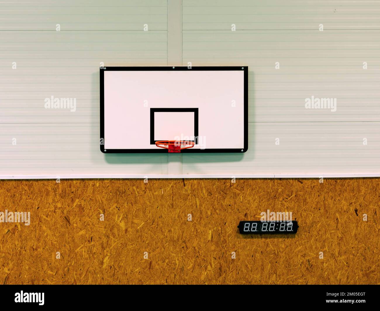 Basketball hoop in the high school gym. Sporting hall Stock Photo - Alamy