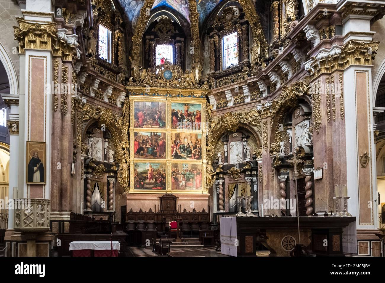 Architectural detail of the Valencia Cathedral, also known as St Mary's ...