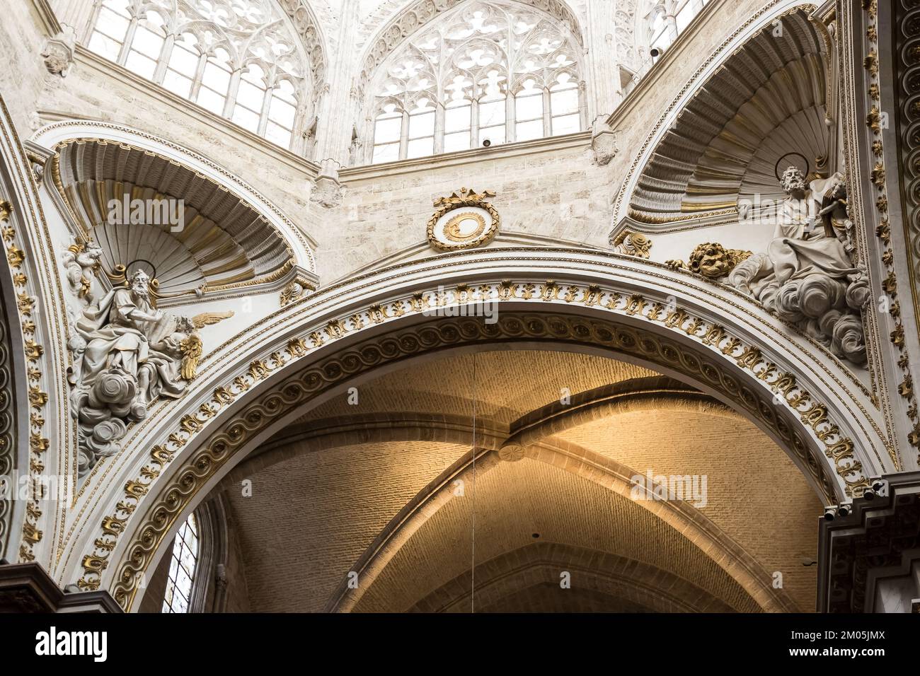 Architectural detail of the Valencia Cathedral, also known as St Mary's ...