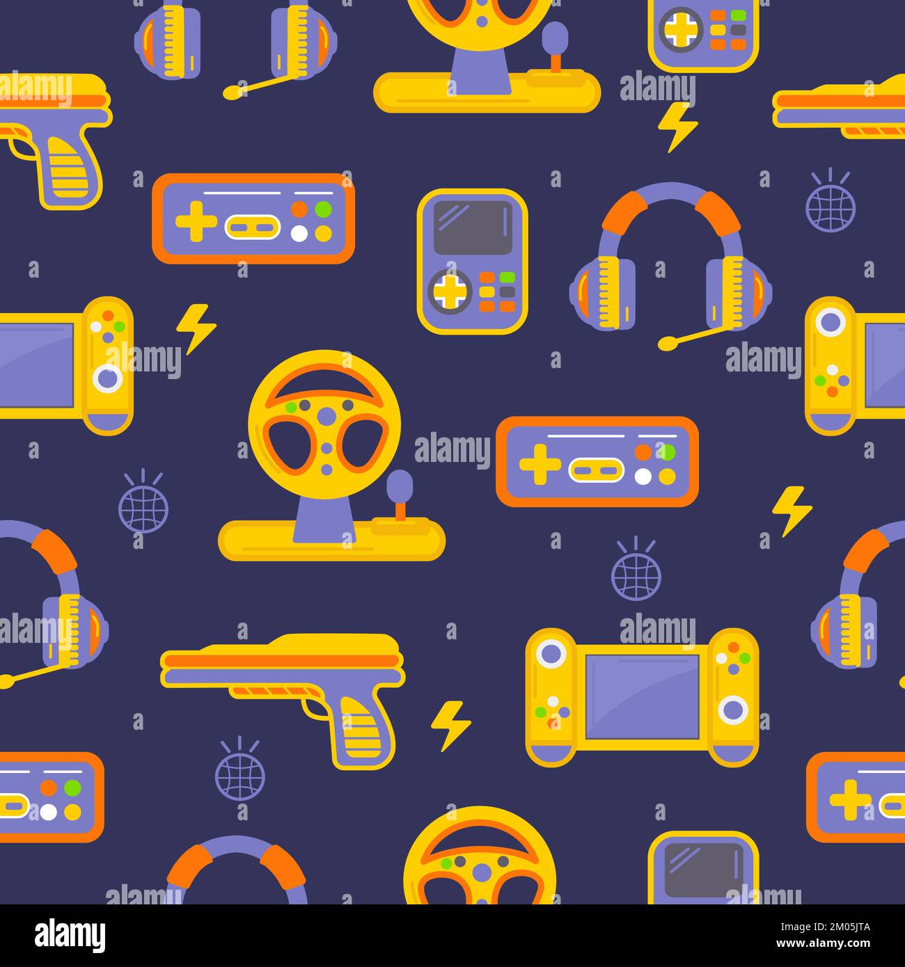 Video gaming seamless pattern. Joystick, digital computer game flat gadgets. Elements for online ...