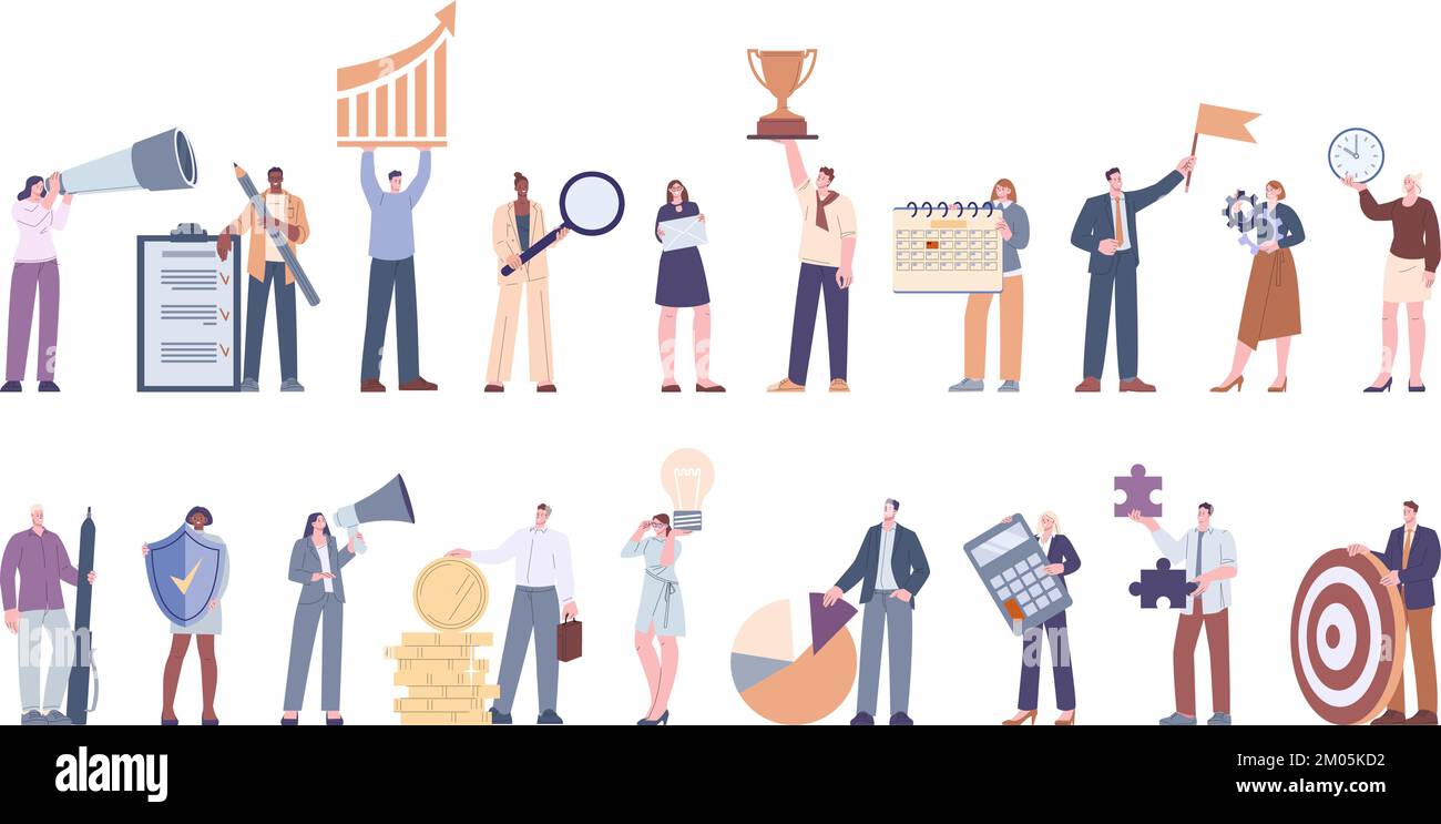 Business workers cartoon characters. Financial and time management ...