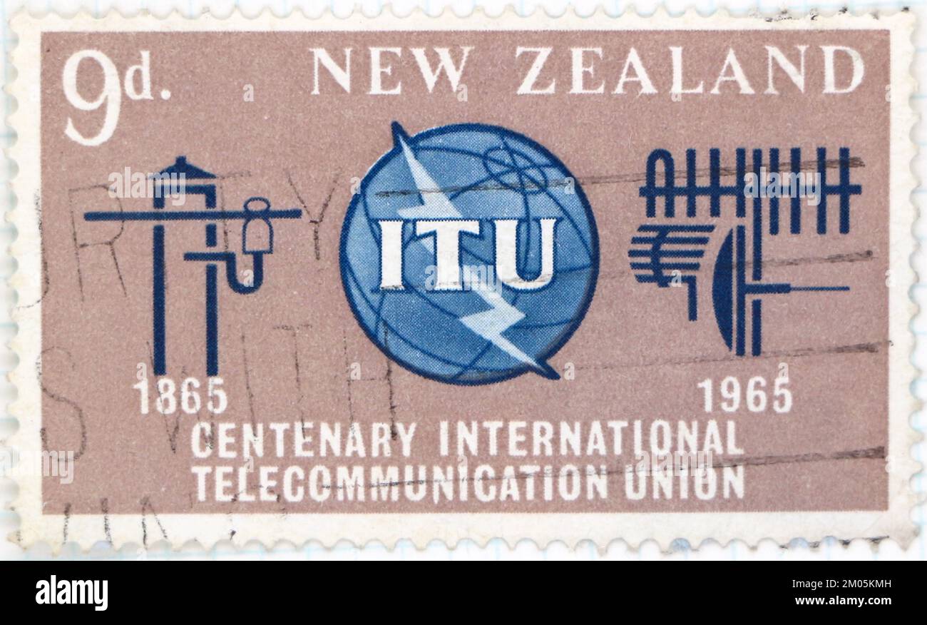 Photo of a New Zealand postage stamp Centenary of the International ...