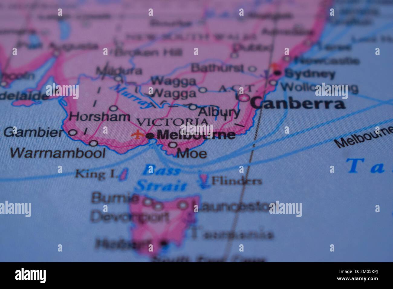 Melbourne Country Name On The Political World Map Very Macro Close-Up ...