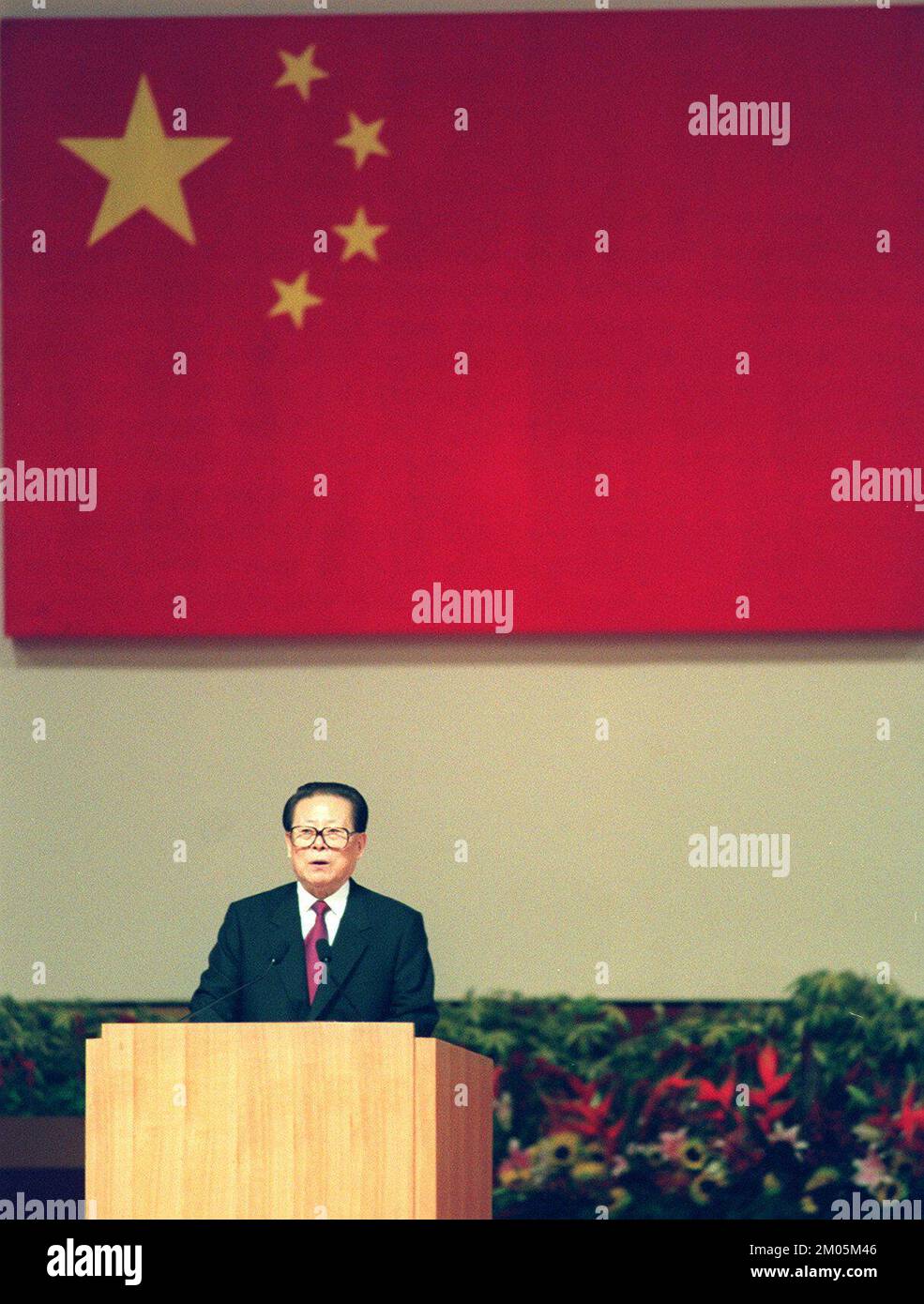 Jiang Zemin , President of the People's Republic of China , speaks ...