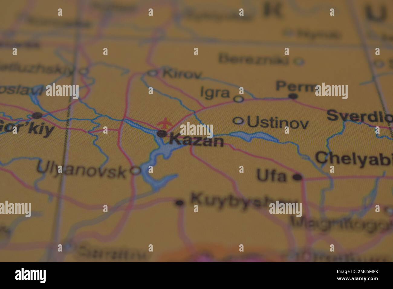 Kazan Country Name On The Political World Map Very Macro Close-Up View ...