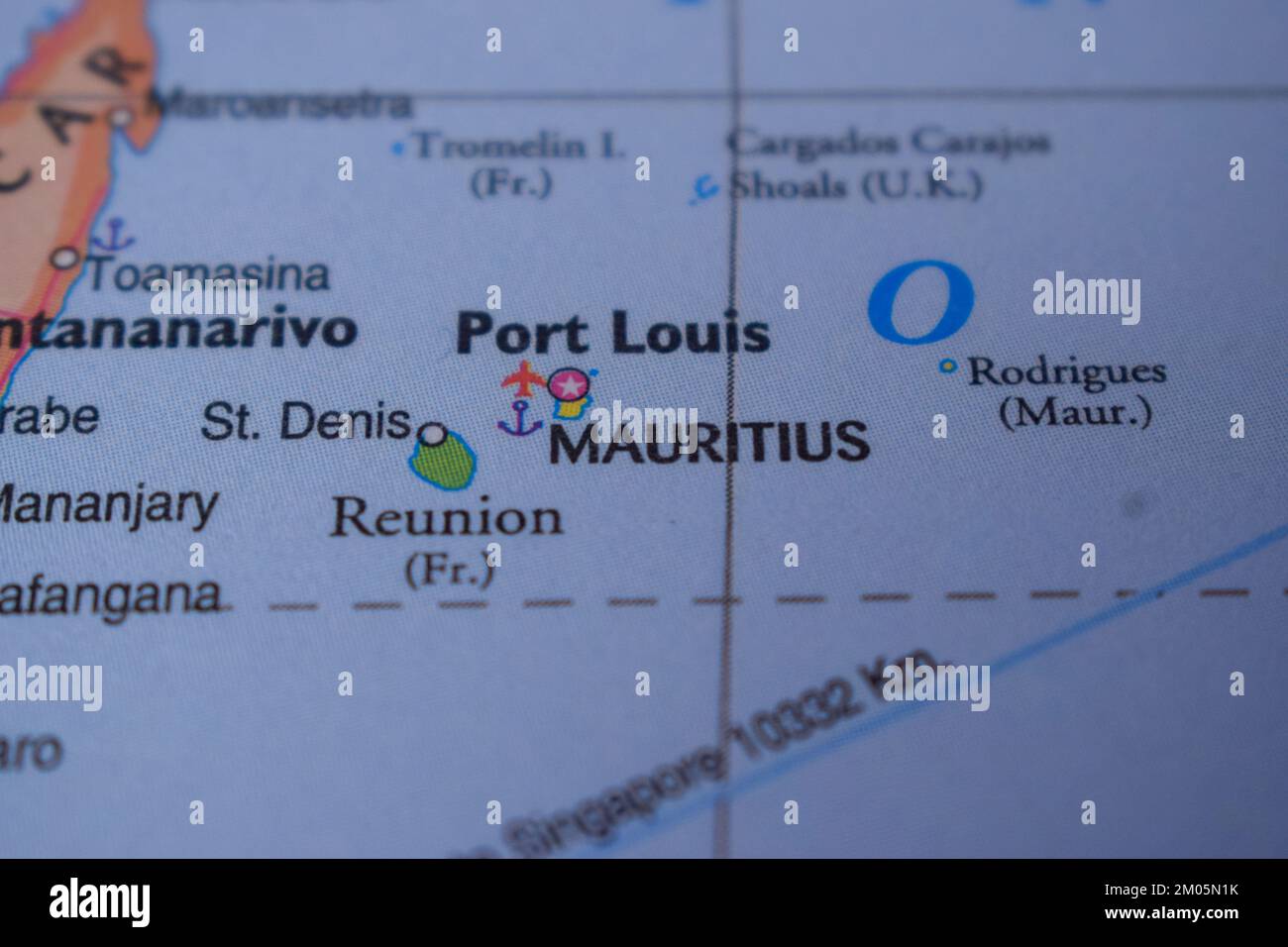Port Luis Country Name On The Political World Map Very Macro Close-Up ...