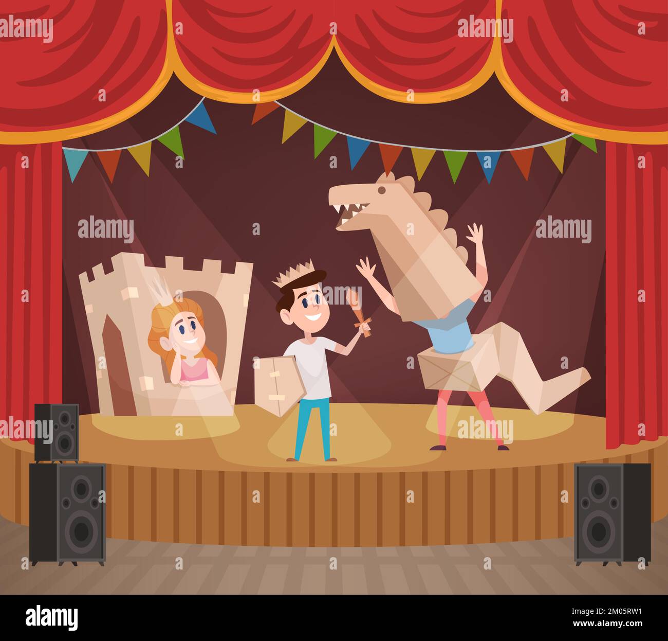 Kids performance. children show fairy tale stories on stage kids in ...