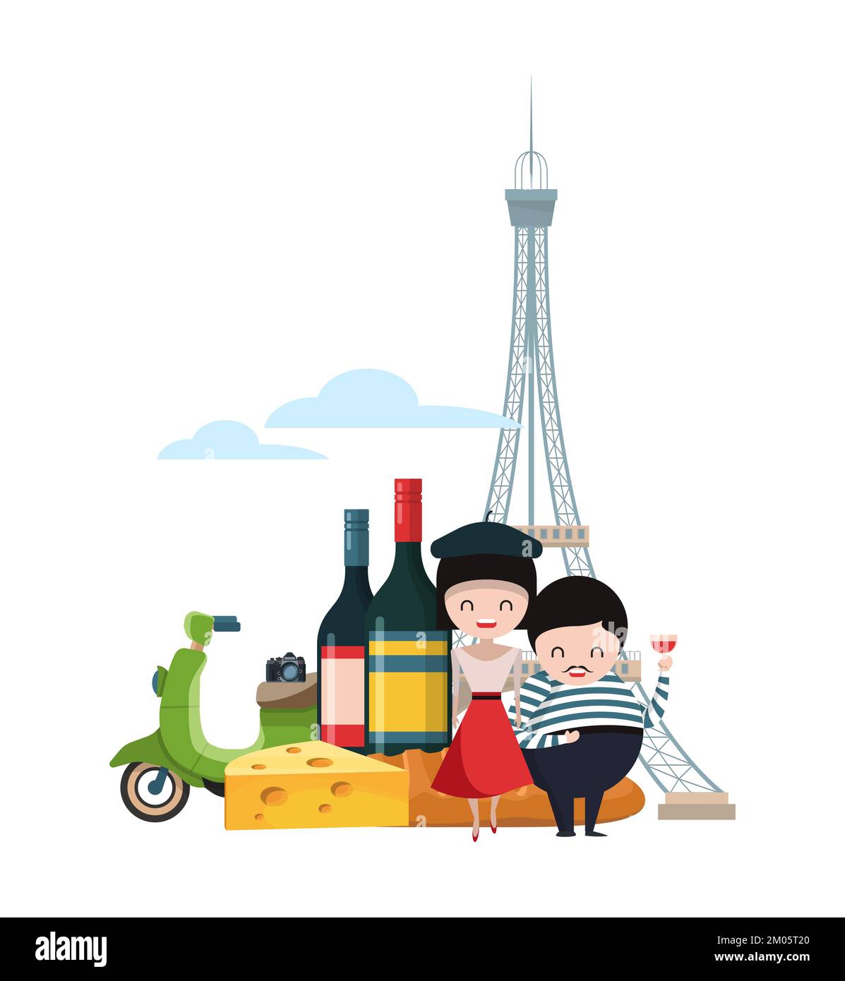 Cartoon baguette tour eiffel Stock Vector Images - Alamy