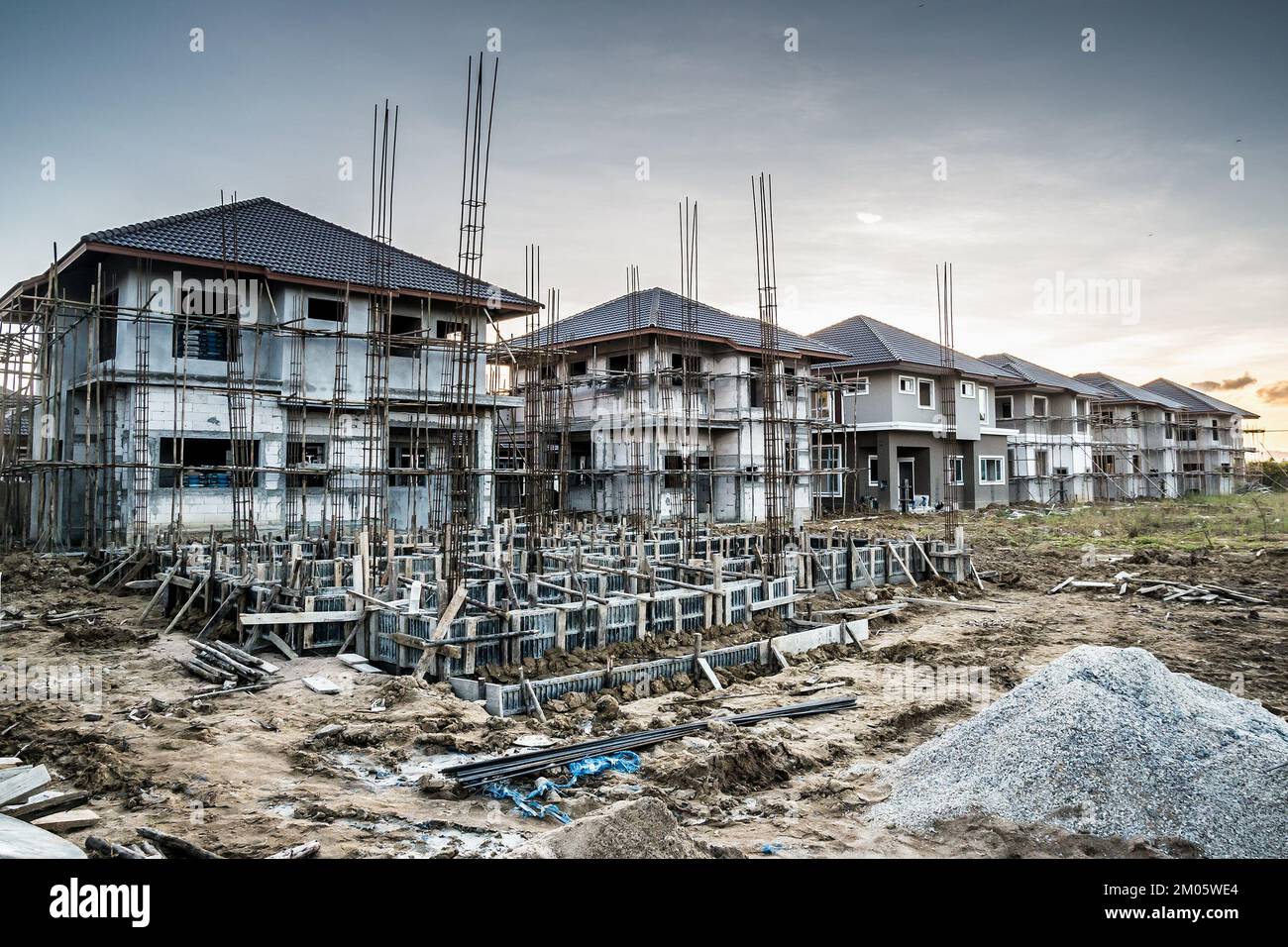construction residential new house in progress at building site Stock ...