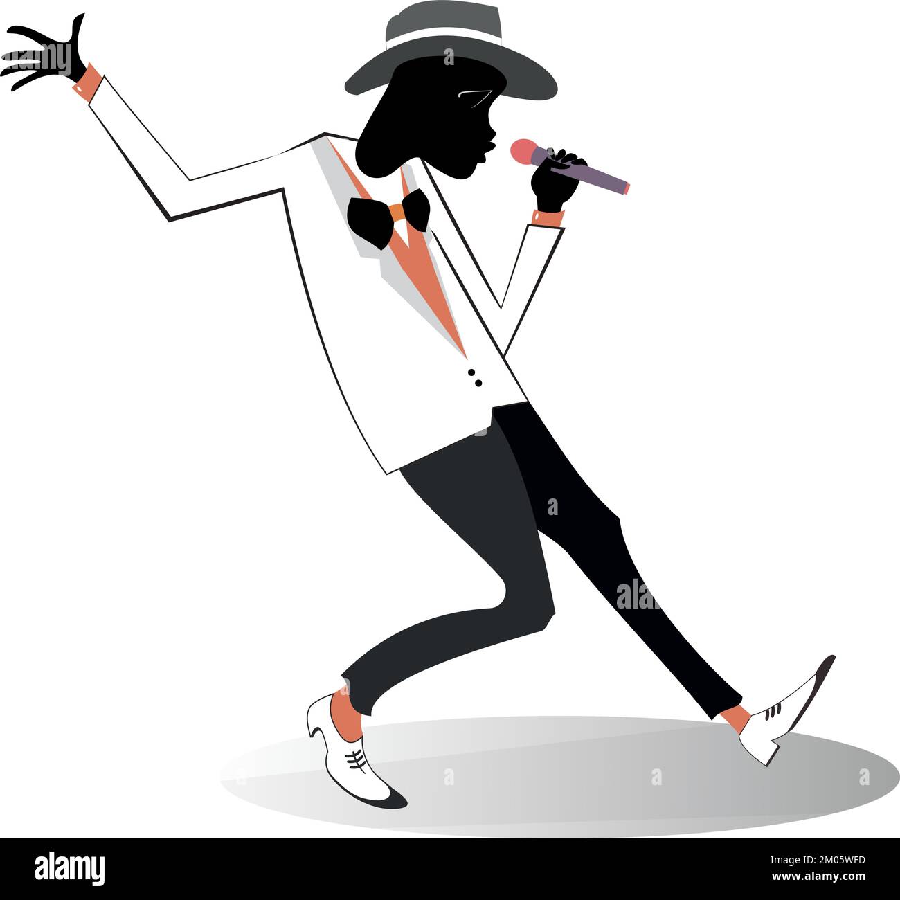 Romantic African man singer. Young African man with microphone sings a ...