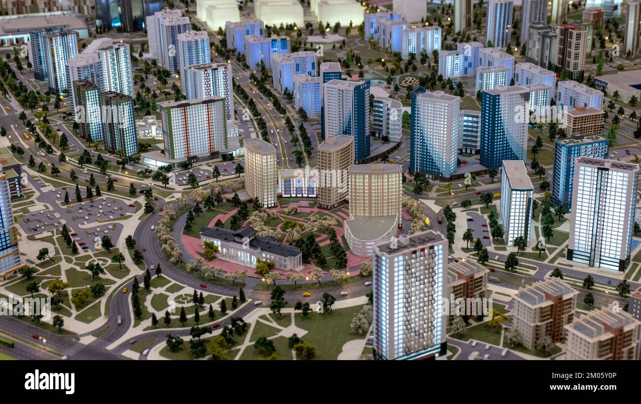 Dana Mall Minsk Belarus December 2022. 3d model of a reduced quarter ...
