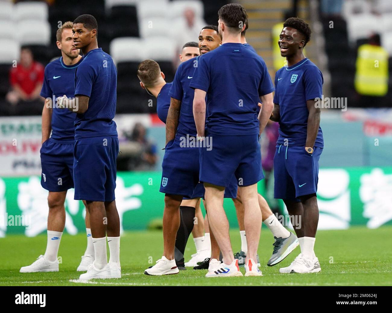 England's Bukayo Saka (right) with team mates including Marcus Rashford ...