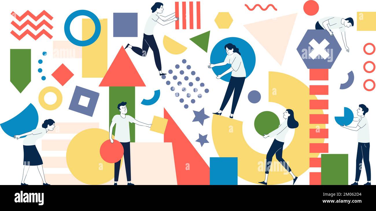 Abstract teamwork metaphor, collaborative business people. Upgrade collaboration, collect ...