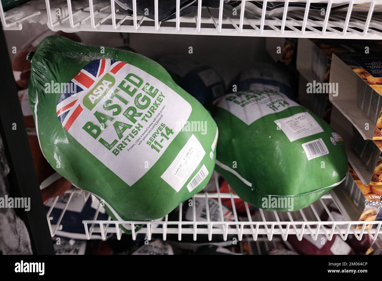 Frozen turkeys on sale in an Asda supermarket in London. Picture date ...