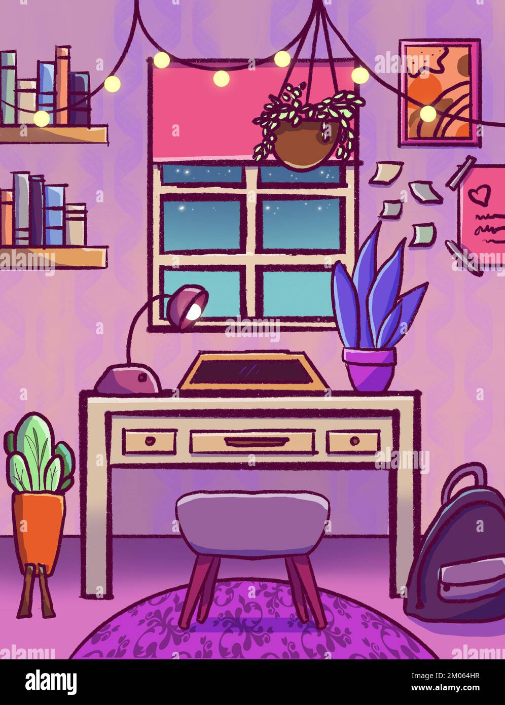Cartoon Study Room Drawing