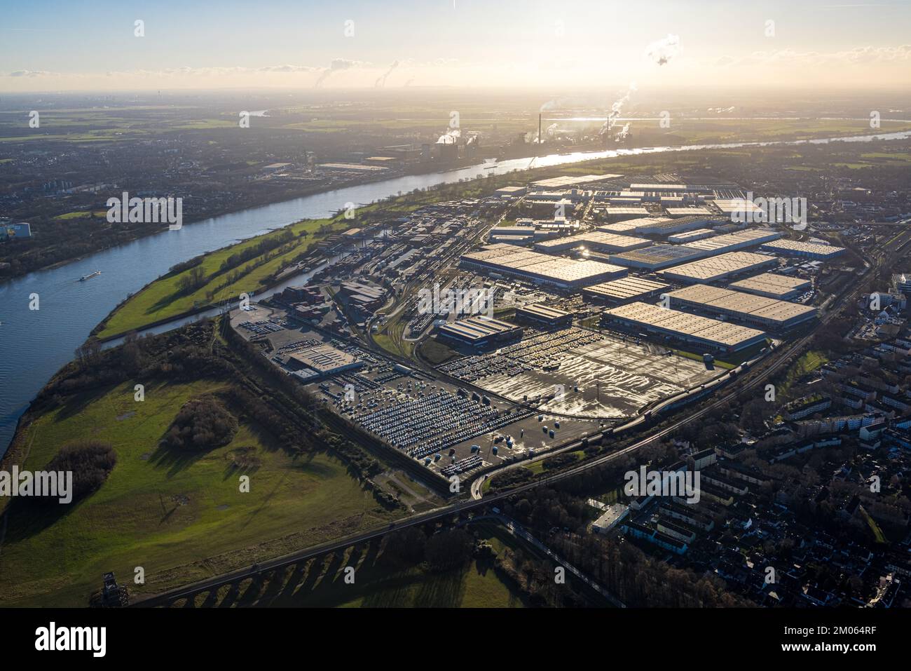 Aerial view, logport I, terminal container port on the river Rhine in ...