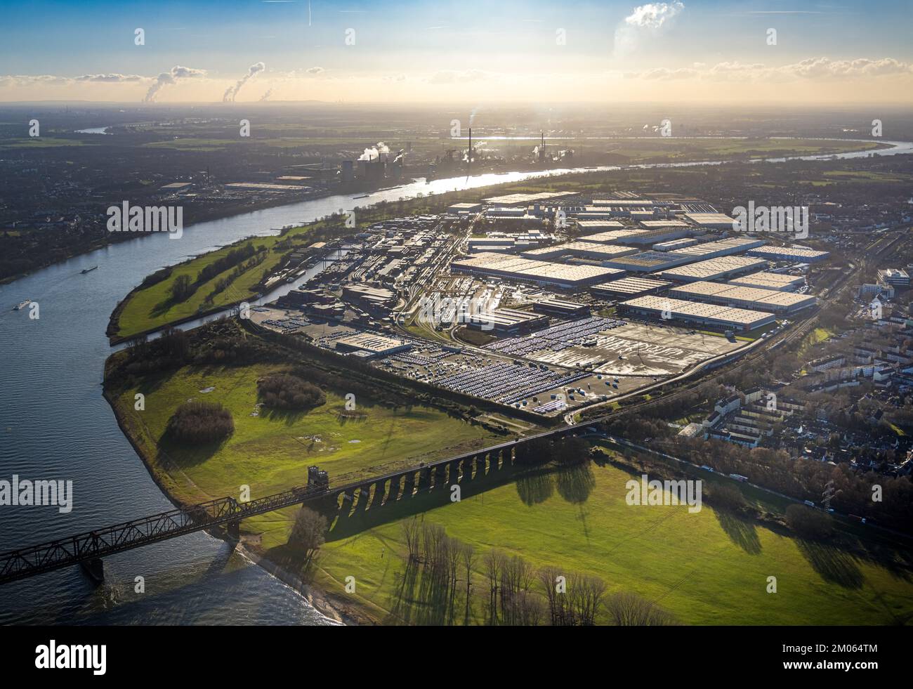 Aerial view, logport I, terminal container port on the river Rhine in ...
