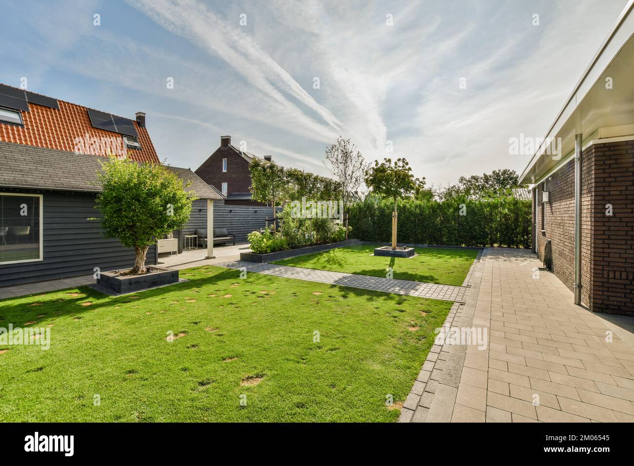 View of street near building with beauty of vegetation outside Stock ...