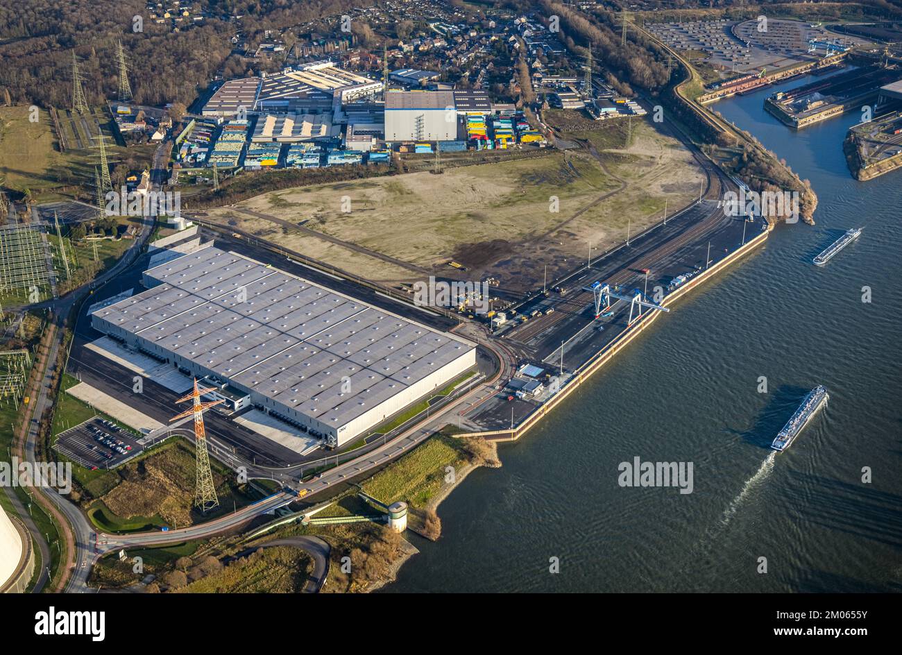 Aerial view, logport VI construction site in Alt-Walsum district in ...