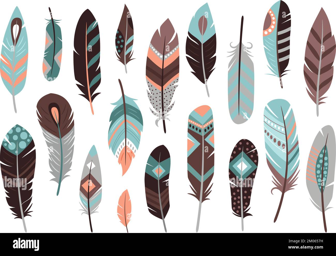 Colored feathers vector icons isolated on white background. Various ...