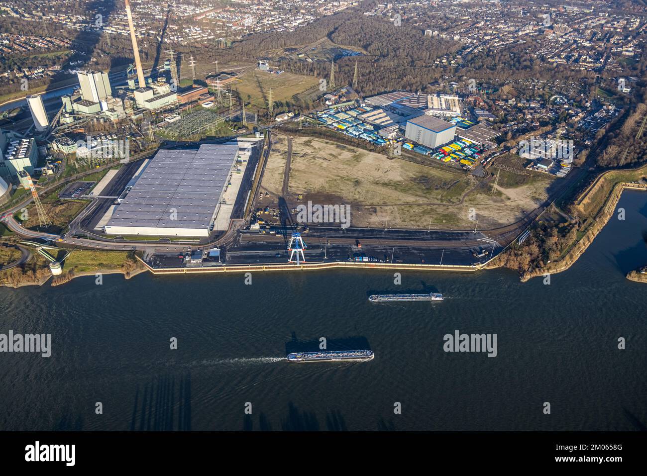 Aerial view, logport VI construction site in Alt-Walsum district in ...