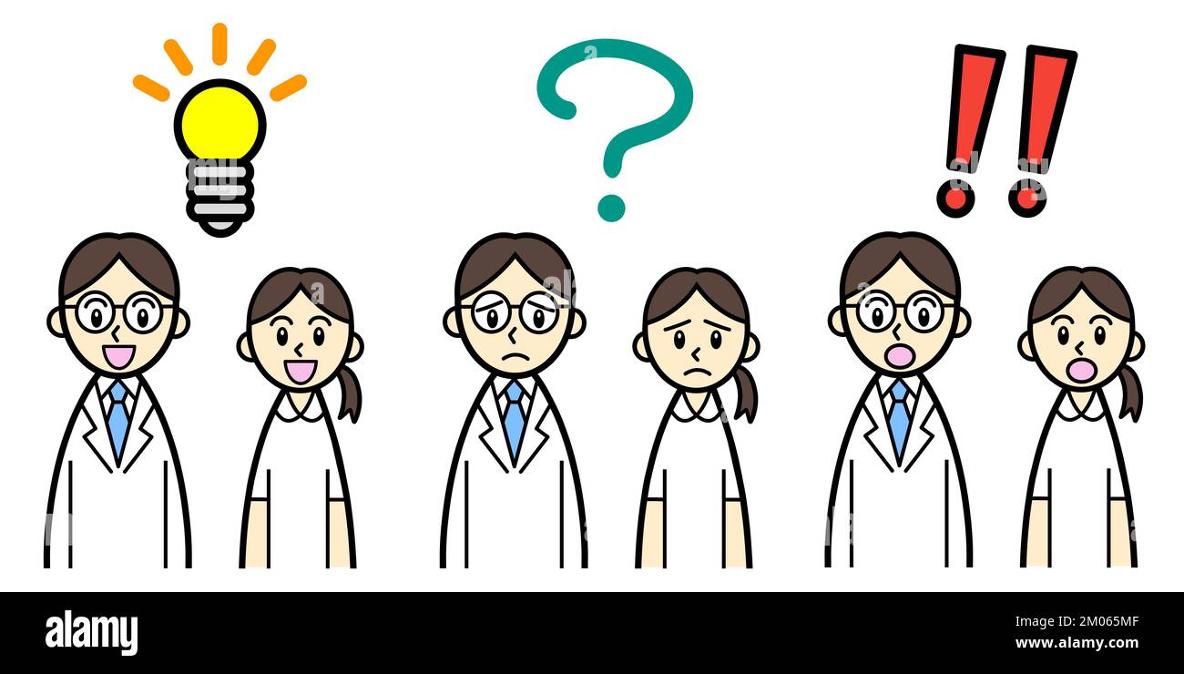 Thinking faces of doctor and nurse with symbols Stock Photo - Alamy