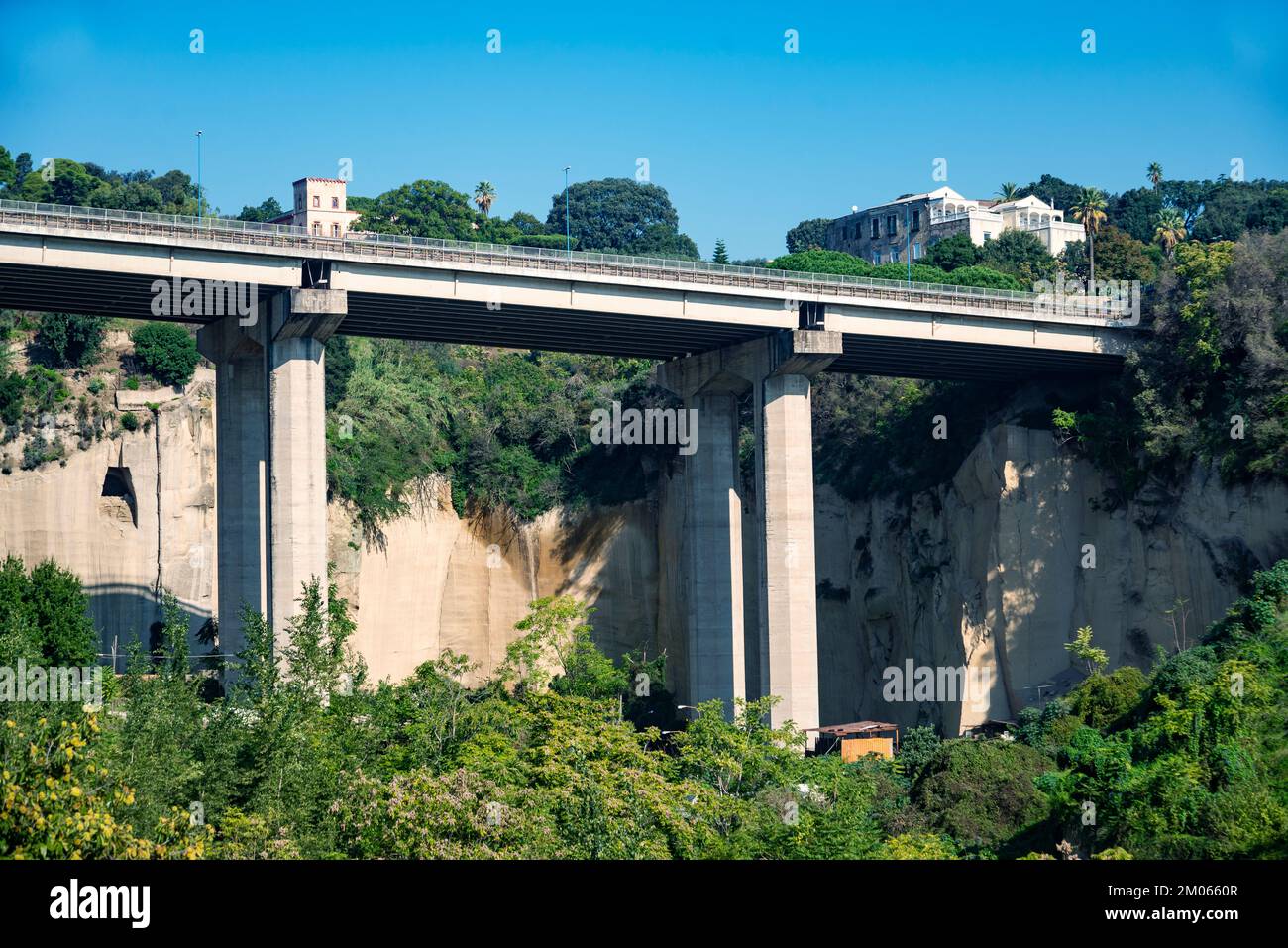 the city motorway from Naples to Rome passing Naples town. The bridge ...