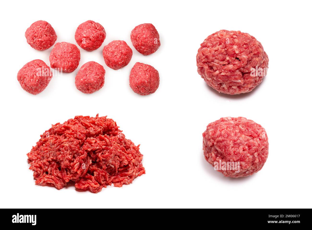Raw meat balls isolated on white background Stock Photo - Alamy