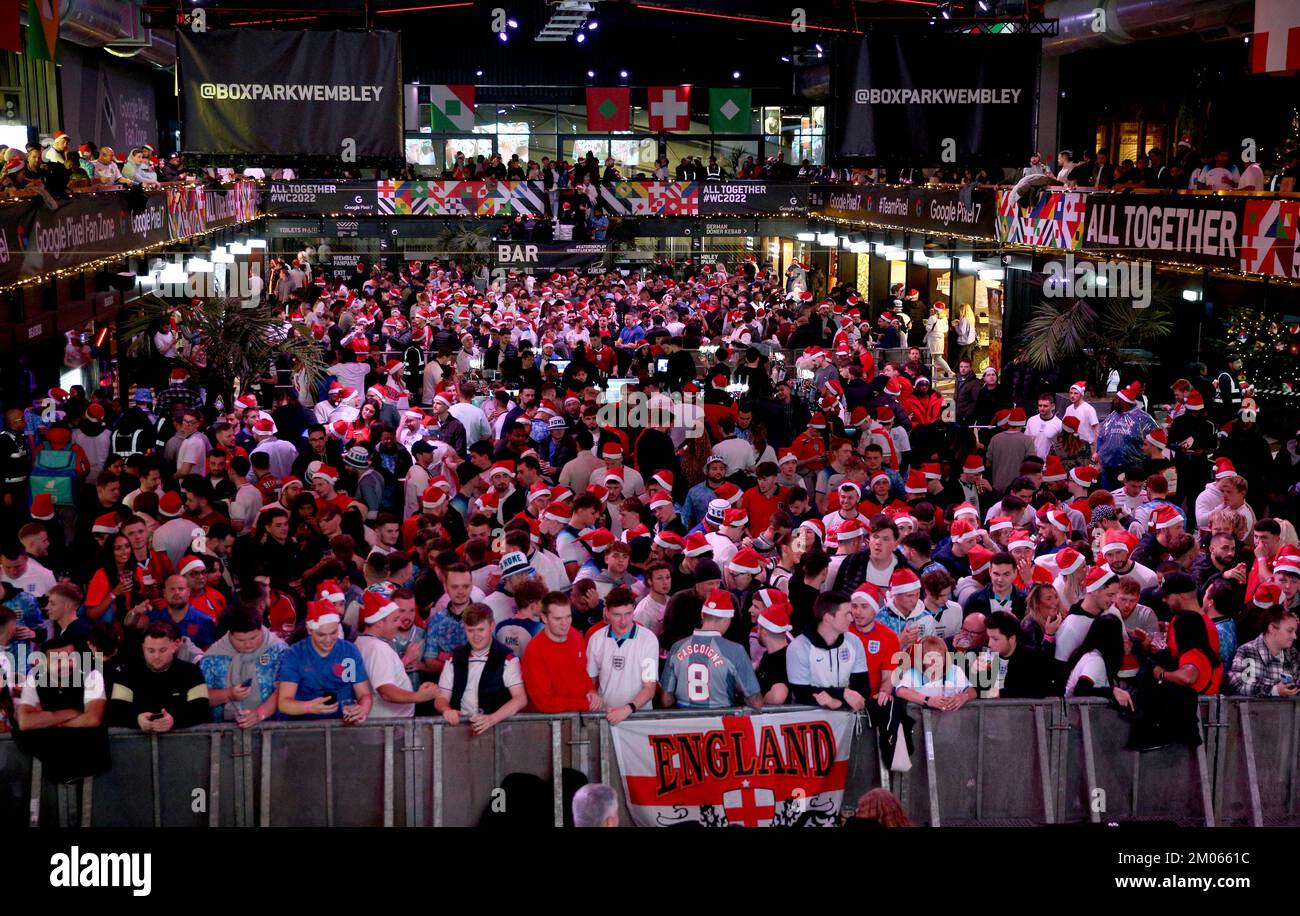 England fans at BOXPARK Wembley in London, watch a screening of the ...