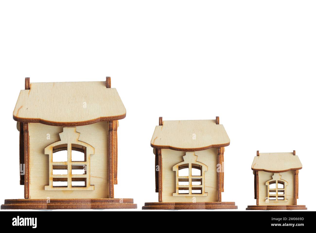 wooden small toy house on a white background Stock Photo - Alamy