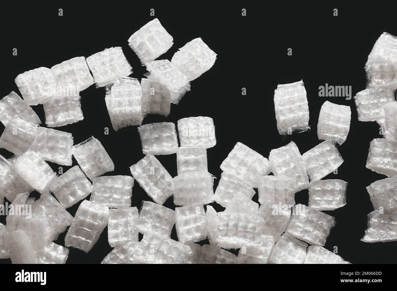 Close up picture of recycled plastic film chips, selective focus Stock ...