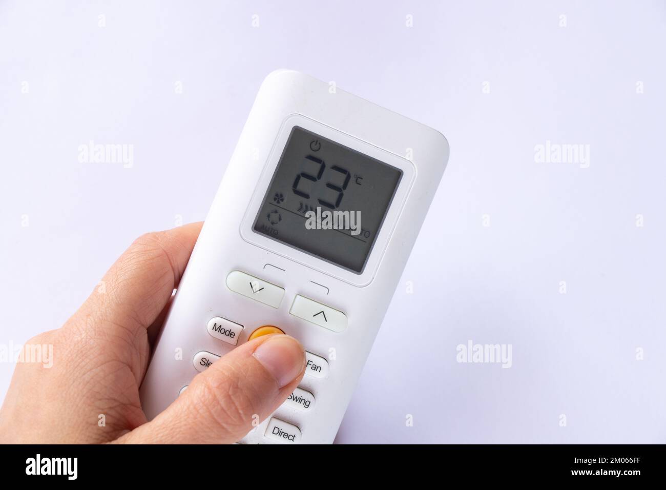 white remote control from air conditioner on a white background Stock ...