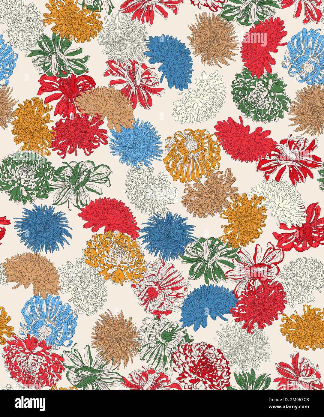 Seamless Abstract Colorful Hand Drawn Flowers Design, Ready for Textile ...