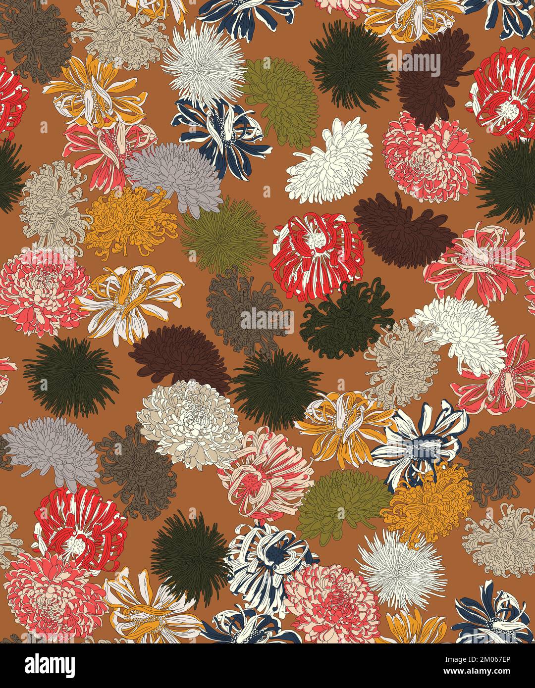 Seamless Abstract Colorful Hand Drawn Flowers Design, Ready for Textile ...