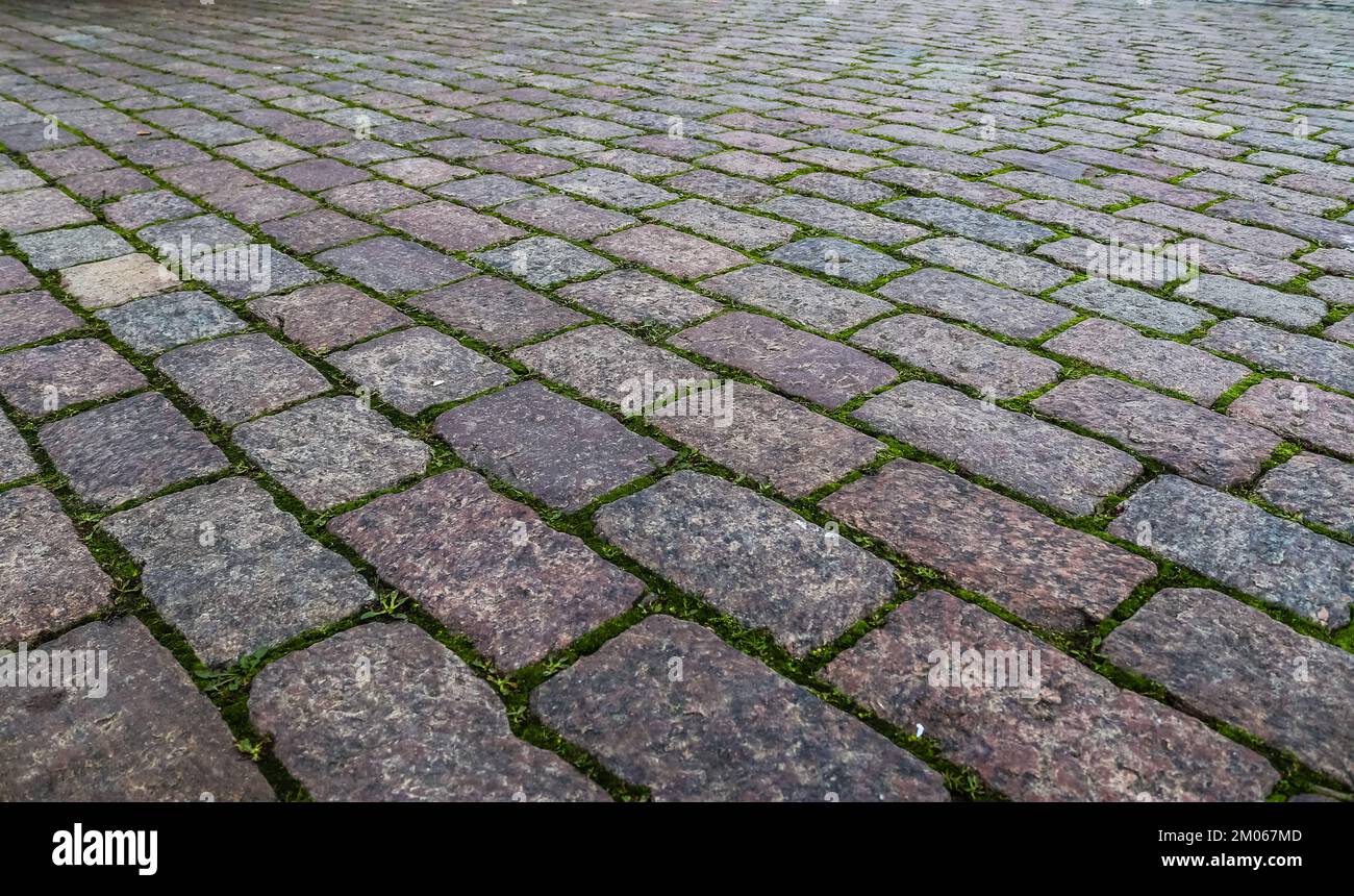 Detailed close up on old historical cobblestone roads and walkways all ...