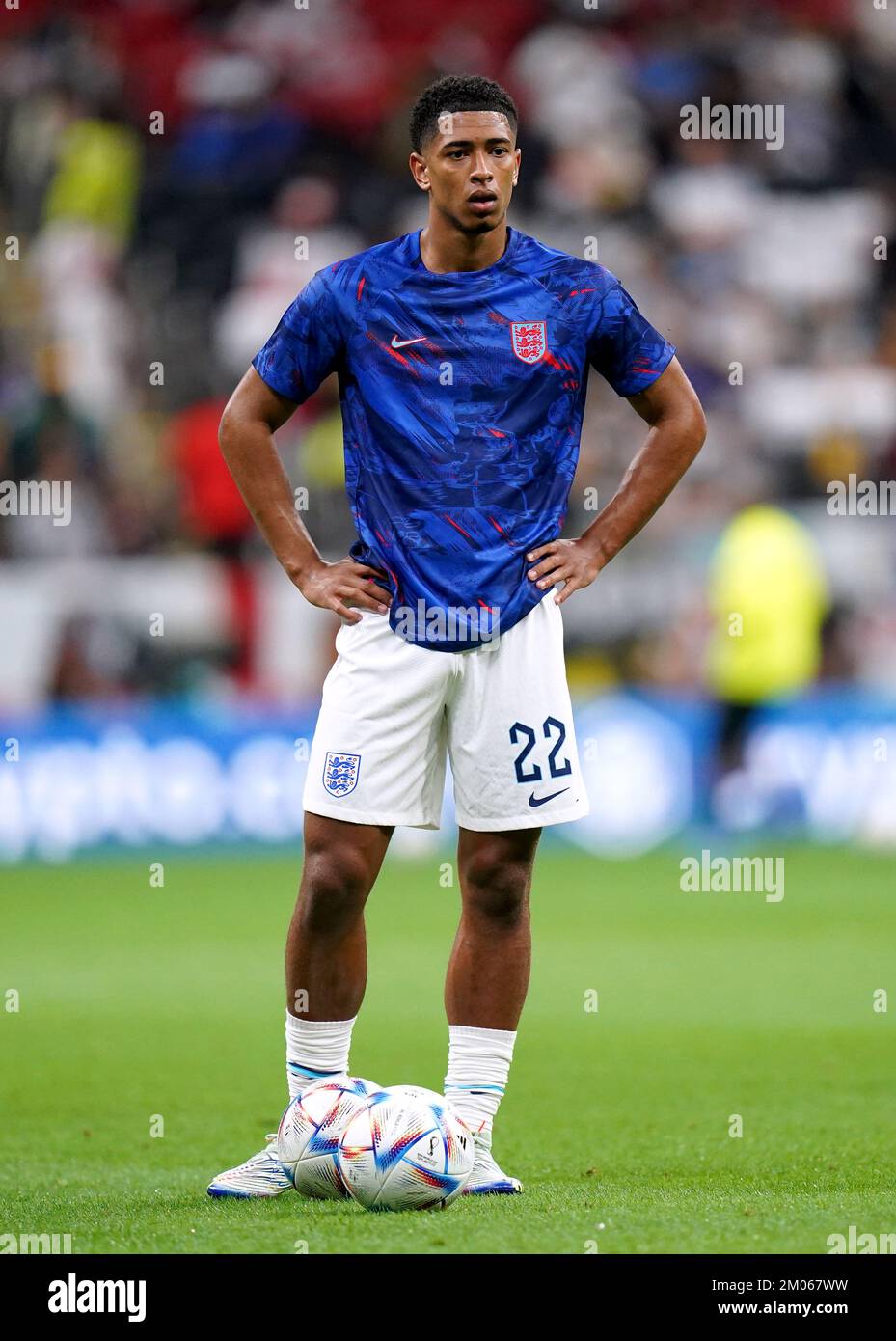 England's Jude Bellingham during the warm up before the FIFA World Cup ...
