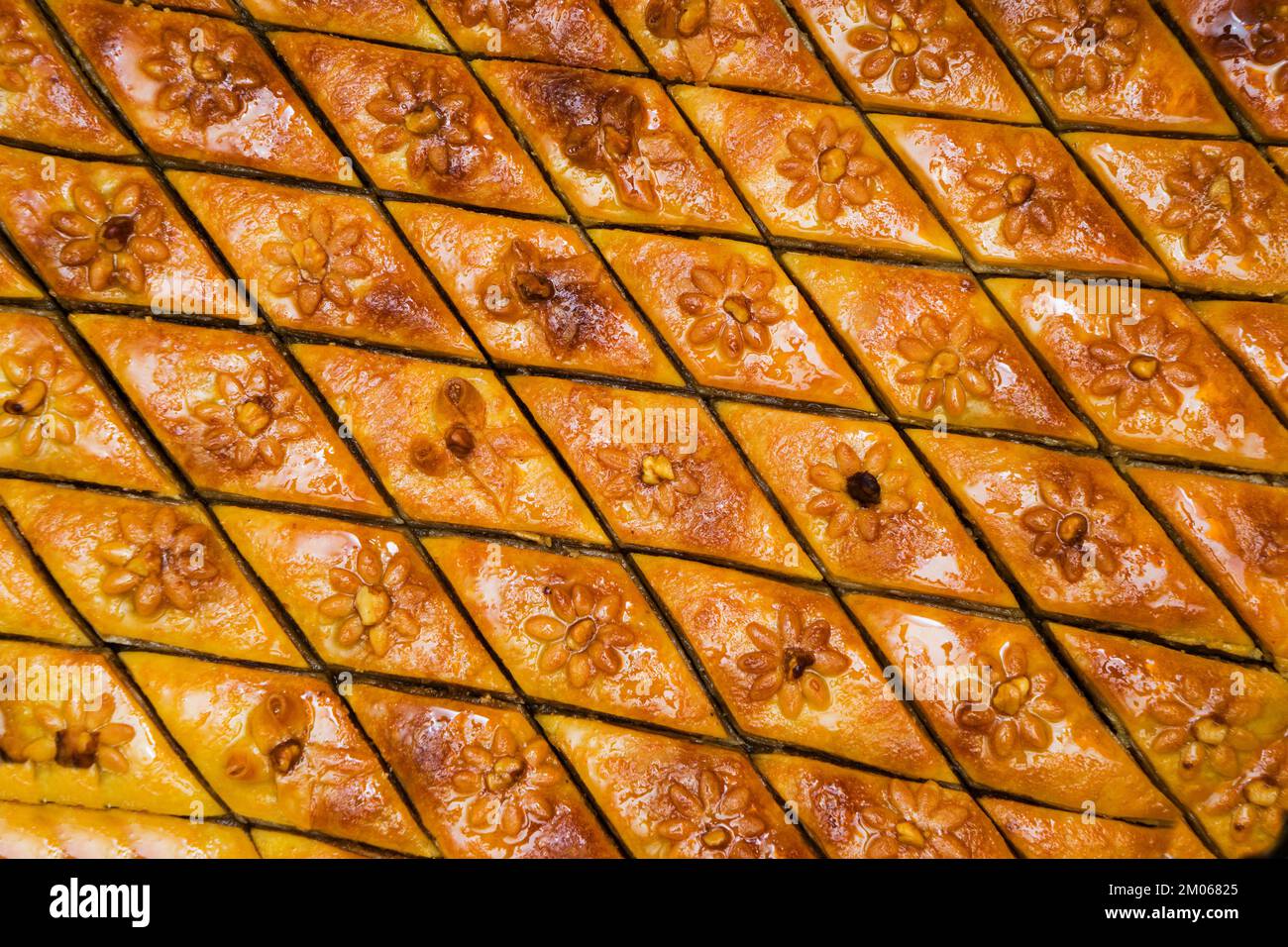 Traditional Eastern, Turkish, Azerbaijani baklava sweets on the table ...