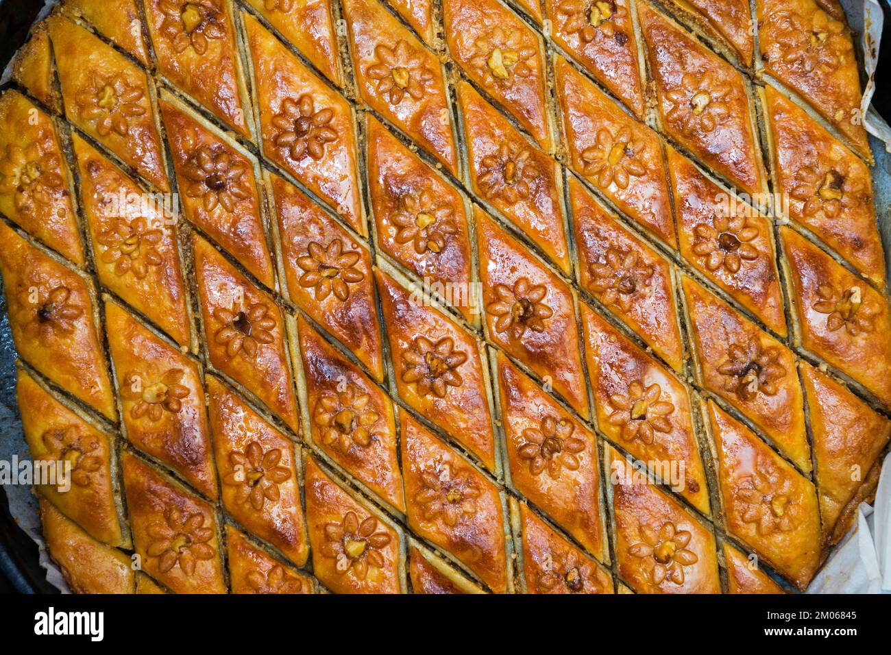 Traditional Eastern, Turkish, Azerbaijani baklava sweets on the table ...