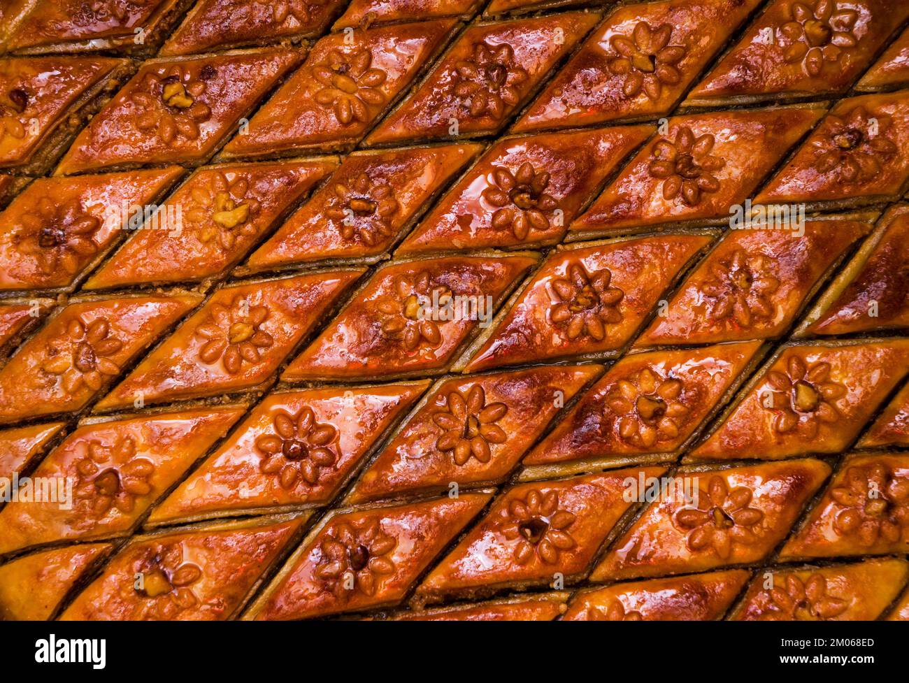 Traditional Eastern, Turkish, Azerbaijani baklava sweets on the table ...