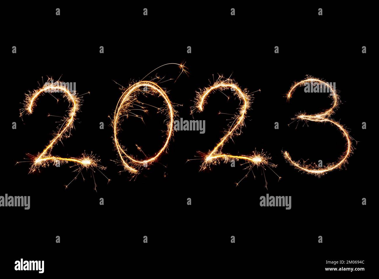 2023 written with Sparkle firework on black background, happy new year ...