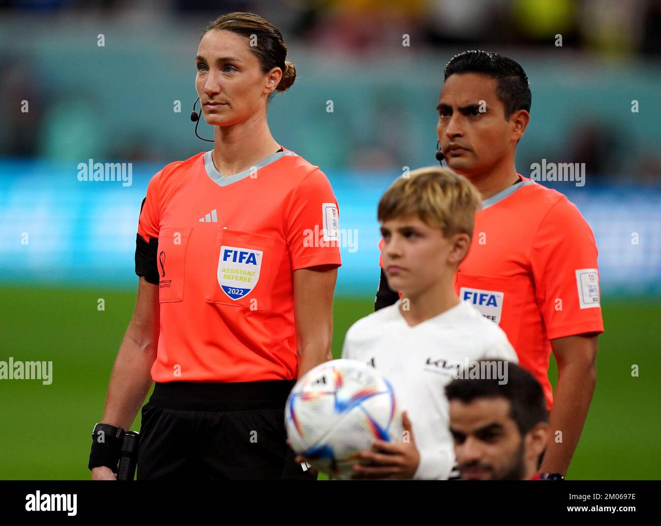 Assistant referee Kathryn Nesbitt (left) from the United States ahead ...