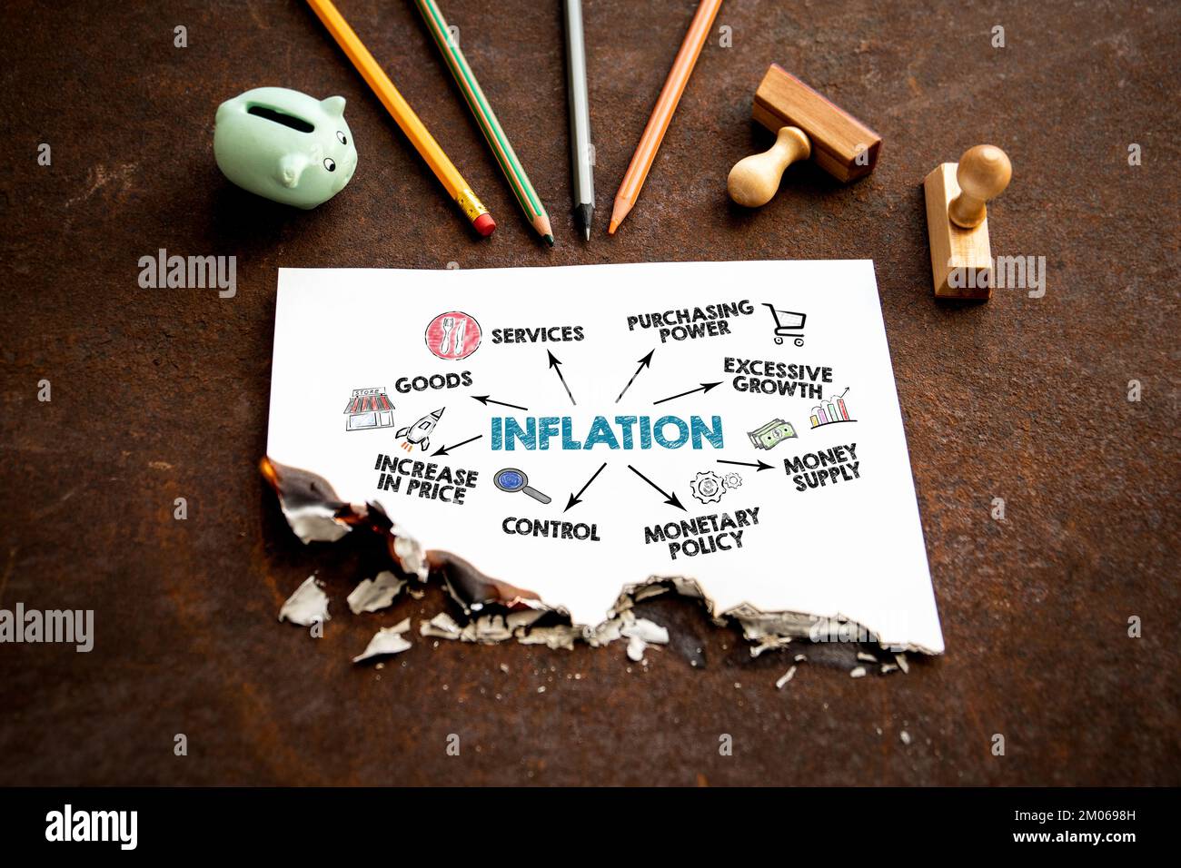 Inflation Concept. Illustration with icons, arrows and keywords ...