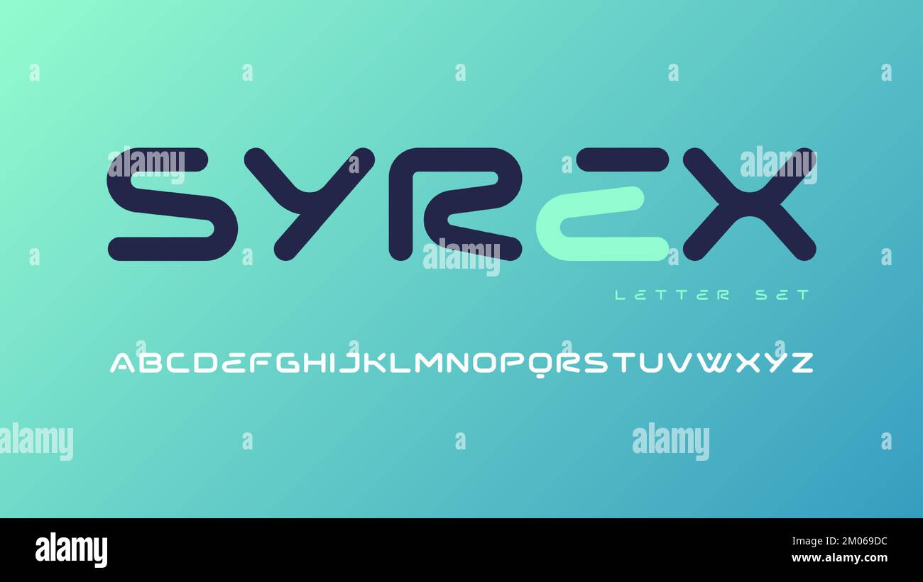 Vector rounded sans serif font, uppercase letter set, alphabet ...