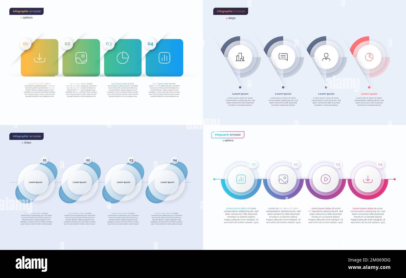 Vector modern infographic templates composed of 4 shapes Stock Vector ...